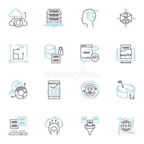 User Management Linear Icons Set Authentication Authorization Roles