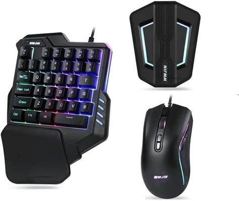 [858] Wwjin T10 One Handed Gaming Mouse And Keyboard Combo Wired Rainbow Backlit Half Keyboard