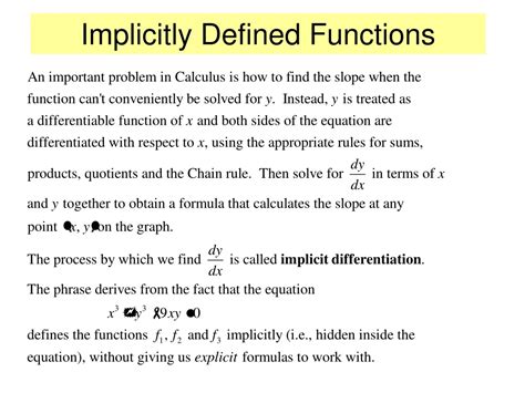 Ppt Implicitly Defined Functions Powerpoint Presentation Free Download Id 9255805