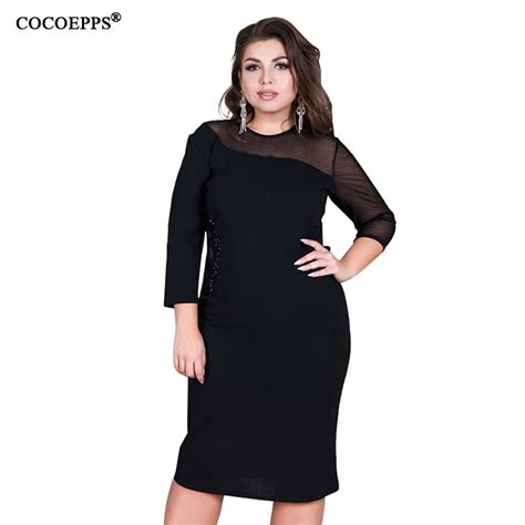 Cocoepps 5xl 6xl 메쉬 패치 워크 빈티지 이브닝 드레스 플러스 사이즈 붕대 사무 작업 드레스 빅 사이즈 여성 드레스