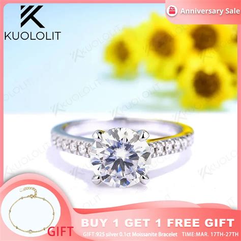 Kuololit Anillos De Moissanita De 2 Quilates Para Mujer Sortija Lisa De