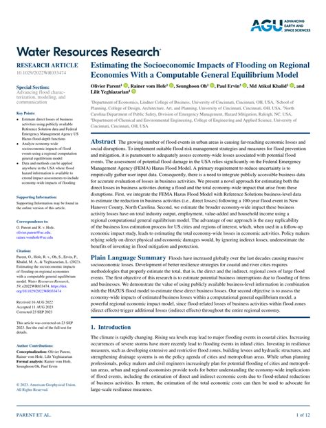 estimating the socioeconomic impacts of flooding on regional economies