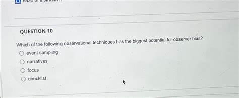 Solved Question 10which Of The Following Observational