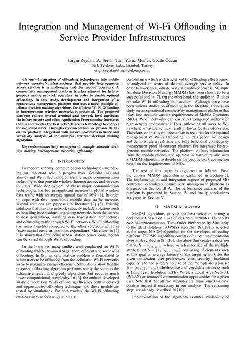 Pdf Integration And Management Of Wi Fi Offloading In Service Provider Infrastructures
