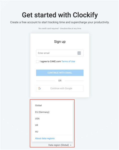 regional data hosting clockify help