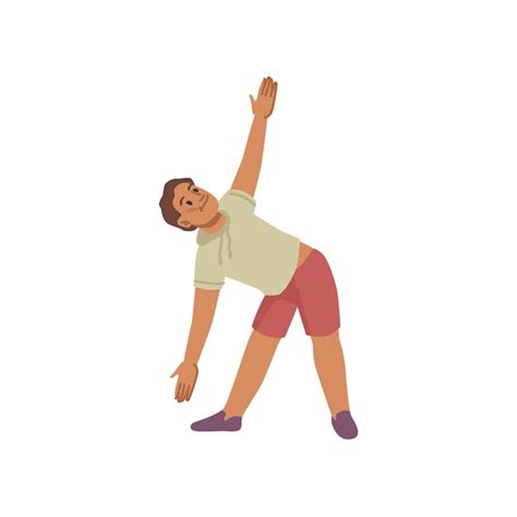 Premium Vector Boy Doing Stretching Exercises Sport Activities