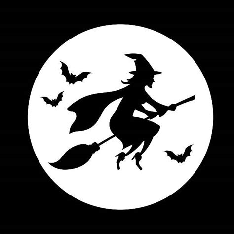 Witch Flying On A Magic Broomstick Against The Full Moon Illustrations Royalty Free Vector