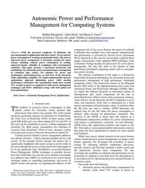 Pdf Autonomic Power And Performance Management For Computing Systems