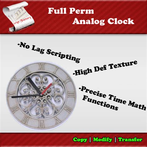 Second Life Marketplace Full Perm Analog Clock