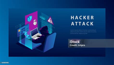 아이소메트릭 인터넷 해커 공격 및 신용 카드 해킹 개념 컴퓨터에서 해커 컴퓨터 보안 기술 방문 페이지 템플릿입니다 신용 카드 은행 계좌 해킹 벡터 일러스트레이션 등측투영법에