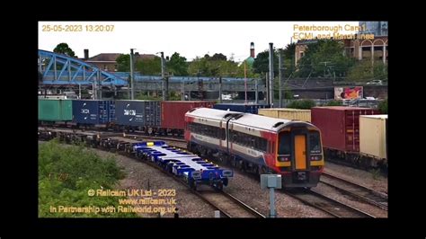 Db Schenker Class 66207 Arriving Idling And Departing Peterborough Cams