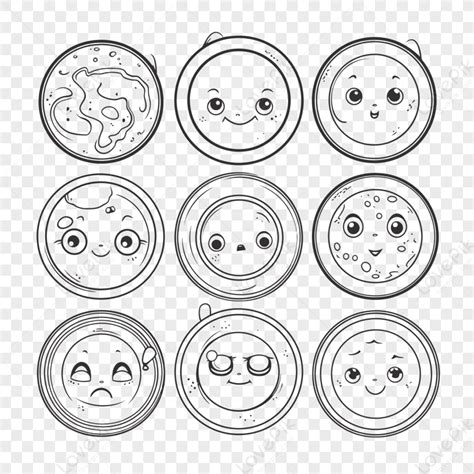 วงกลมสีดำและสีขาวทั้งหมดที่มีหน้าสีใบหน้าเศร้าเค้าร่างภาพร่าง เวกเตอร์ Png สำหรับการดาวน์โหลดฟรี