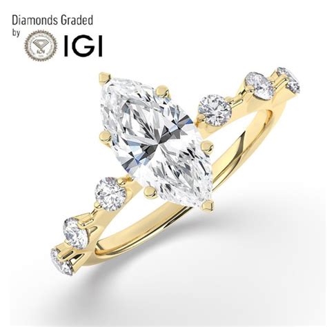 Igi 150ct Solitaire Lab Grown Marquise Diamond Engagement Ring18k
