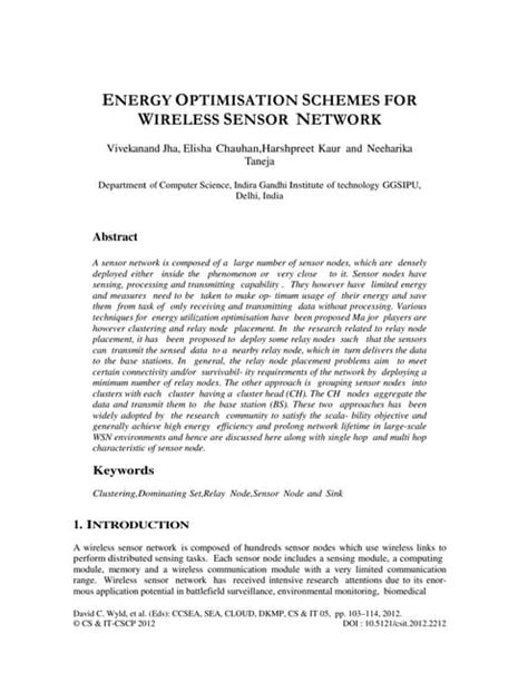 Energy Optimisation Schemes For Wireless Sensor Network Pdf Internet Of Things Internet