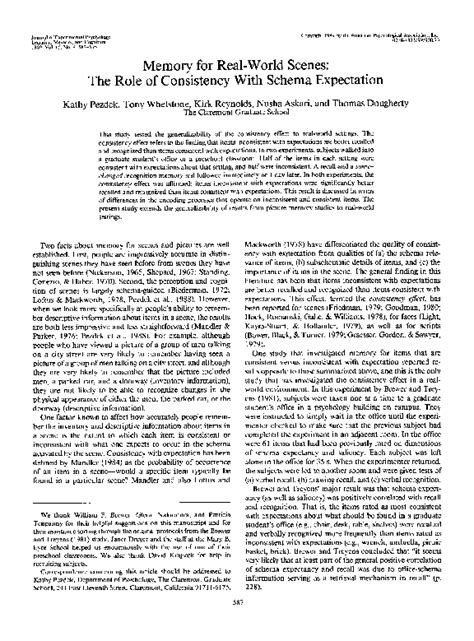 Pdf Memory For Real World Scenes The Role Of Consistency With Schema Expectation