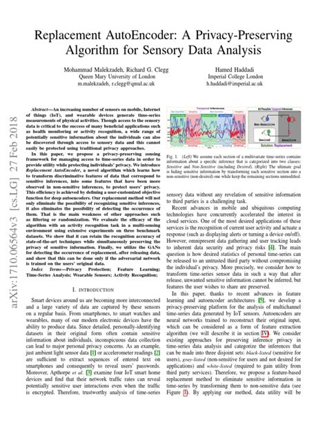 replacement autoencoder a privacy preserving algorithm for sensory