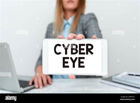 Writing Displaying Text Cyber Eye Internet Concept Tool Engages In