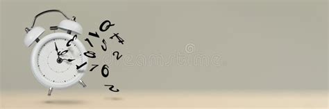 Time Is Running Out White Alarm Clock With Flying Numbers As A Symbol Of Lost Time Stock