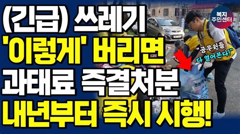 내년부터 쓰레기 분리배출 잘못하면 과태료 폭탄맞습니다 일반쓰레기 봉투에 이것 당장 빼세요 재활용쓰레기 음식물쓰레기 분리수거 Youtube