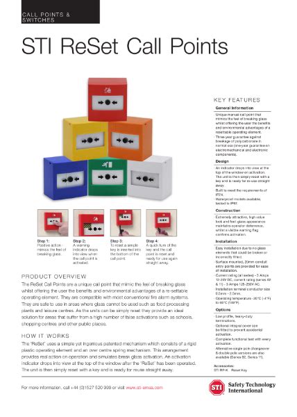 Sti Reset Call Points Safety Technology International Ltd Nbs Source