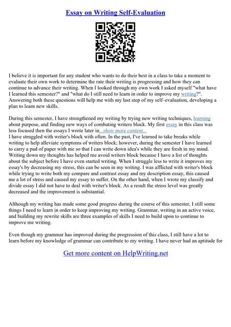 Sample Self Evaluation Essay Pdf