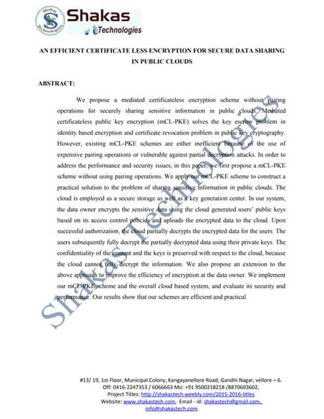 An Efficient Certificateless Encryption For Data Sharing On Public