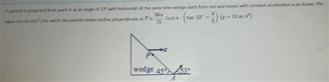[answered] a particle is projected from point a at an angle of 53 with