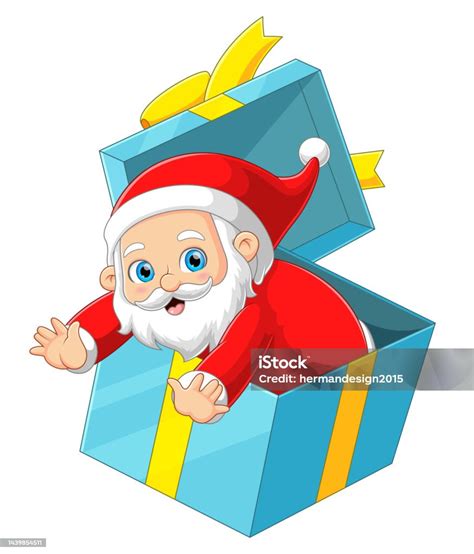 산타 클로스는 큰 선물 상자에서 누군가를 놀라게하고 터지는 겨울에 대한 스톡 벡터 아트 및 기타 이미지 겨울 경쟁 계절 Istock