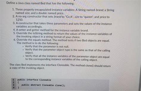 Solved Define A Java Class Named Bed That Has The Following