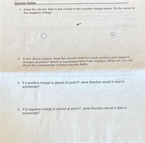 Solved Draw The Electric Field In The Vicinity Of The Chegg Com
