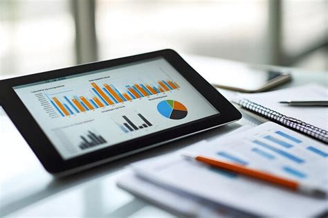 A Tablet With Data Analysis Graphs And Charts Premium Ai Generated Image