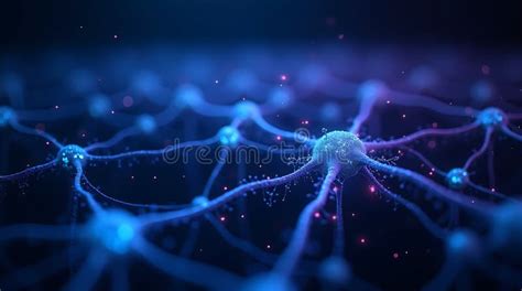 Artistic Representation Of Glowing Blue Neurons In The Brain S Intricate Network Stock Image