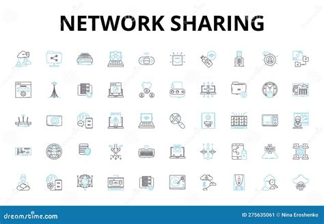 Network Sharing Linear Icons Set Collaboration Connectivity Data