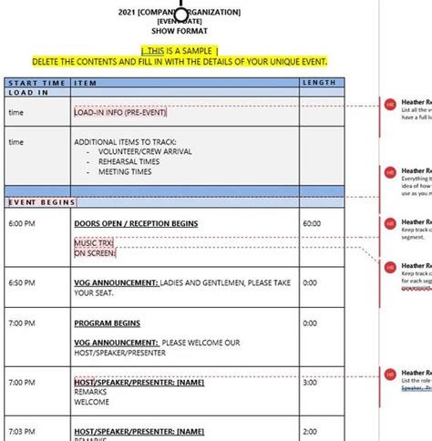 Event Run Of Show Template