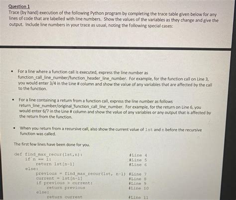 Solved Question 1 Trace By Hand Execution Of The Following