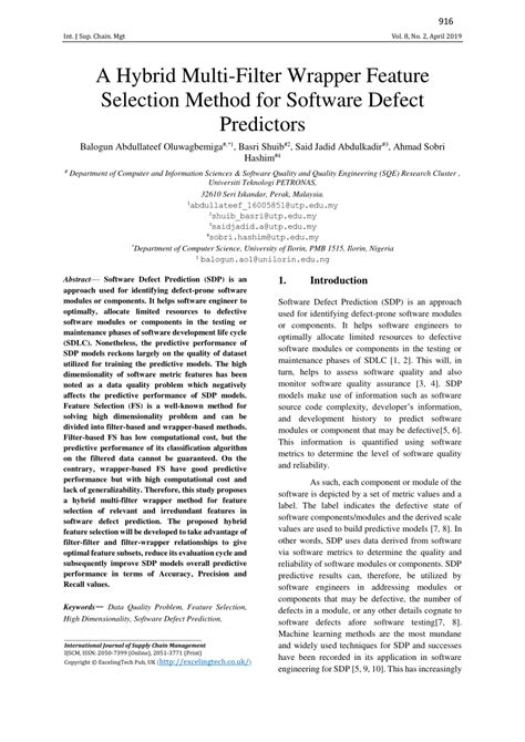 pdf a hybrid multi filter wrapper feature selection method for