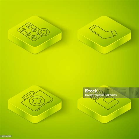 물집 팩 아이콘에 등도 측정 흡입기 응급 처치 키트 의학 병 및 알약을 설정합니다 벡터 1위에 대한 스톡 벡터 아트 및 기타 이미지 Istock