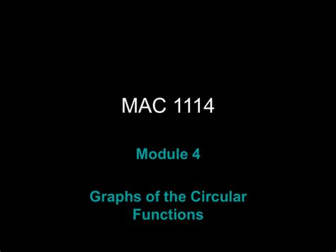 Graphs Of The Circular Functions