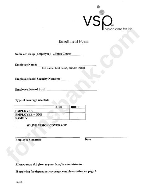 Vsp Enrollment Form Printable Pdf Download