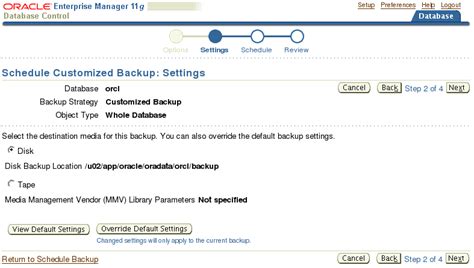 Setting Up Rman For Backup And Recovery Using Database Control