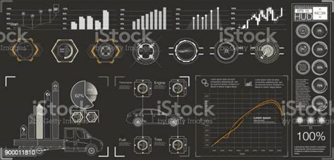 미래의 사용자 인터페이스입니다 Hud Ui입니다 추상 가상 그래픽 터치 사용자 인터페이스입니다 타이어에 대한 스톡 벡터 아트 및 기타 이미지 Istock