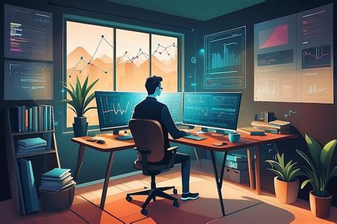 Premium Photo Abstract Symphony Of Data In Their Home Office Turning Information Into A Visual