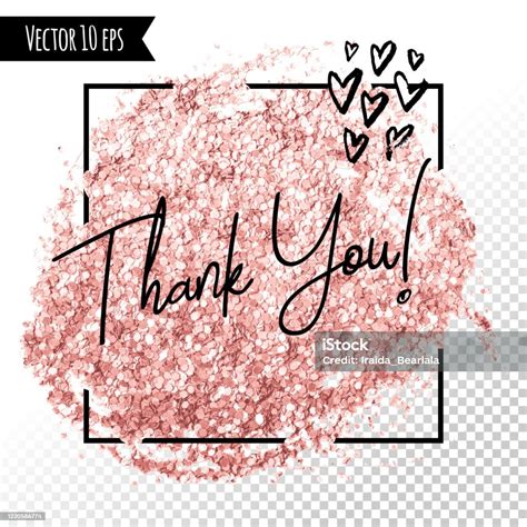 황금 호일 반짝이 브러시 스트로크입니다 고마워요 카드 로즈 핑크 골드 소셜 미디어 네트워크 사각형 프레임 템플릿 배경입니다 감사