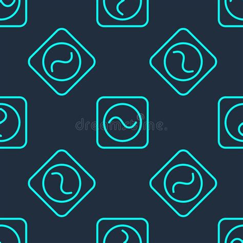 Green Line Ac Voltage Source Symbol Icon Isolated Seamless Pattern On Blue Background