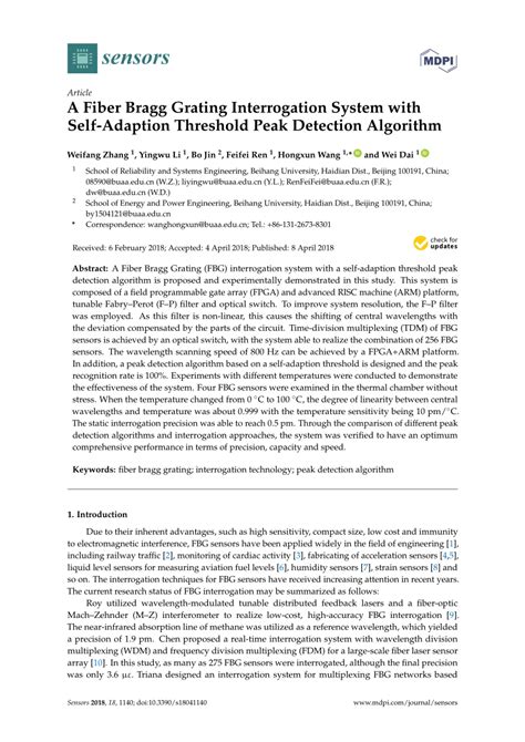 Pdf A Fiber Bragg Grating Interrogation System With Self Adaption Threshold Peak Detection