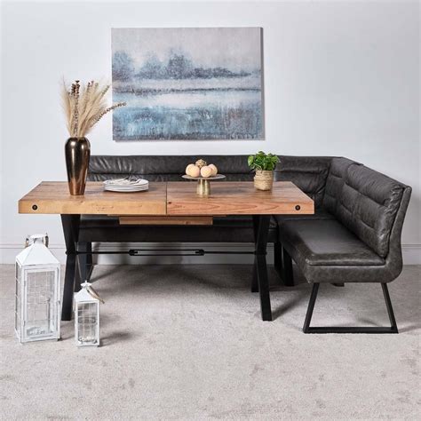 Woods Urban 180 240cm Dining Table And Industrial Corner Bench Grey