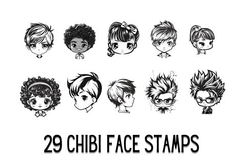 29 Chibi Faces Png Bundle Chibi Head Chibi Png Chibi Procreate