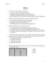 Econ Midterm 1 Pdf Midterm 1 Version A Midterm 1 Version A 1 In Economics Scarcity Refers To