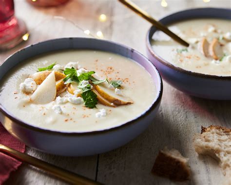 Pear Parsnip And Potato Soup With Goat Cheese Crumble Fifty Five