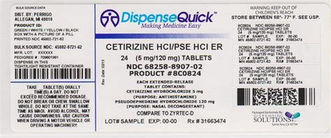 Cetirizine Hydrochloride And Pseudoephedrine Hydrochloride Dispensing Solutions Inc